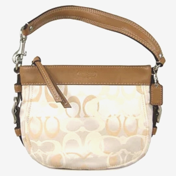 Coach | Bags | Coach Zoe Cream Khaki Doe Tan Leather Optic Art ...